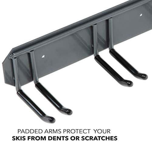 Ski Storage Rack, Wall Mounted, Holds 4 Pairs of Skis & Skiing Poles or ...