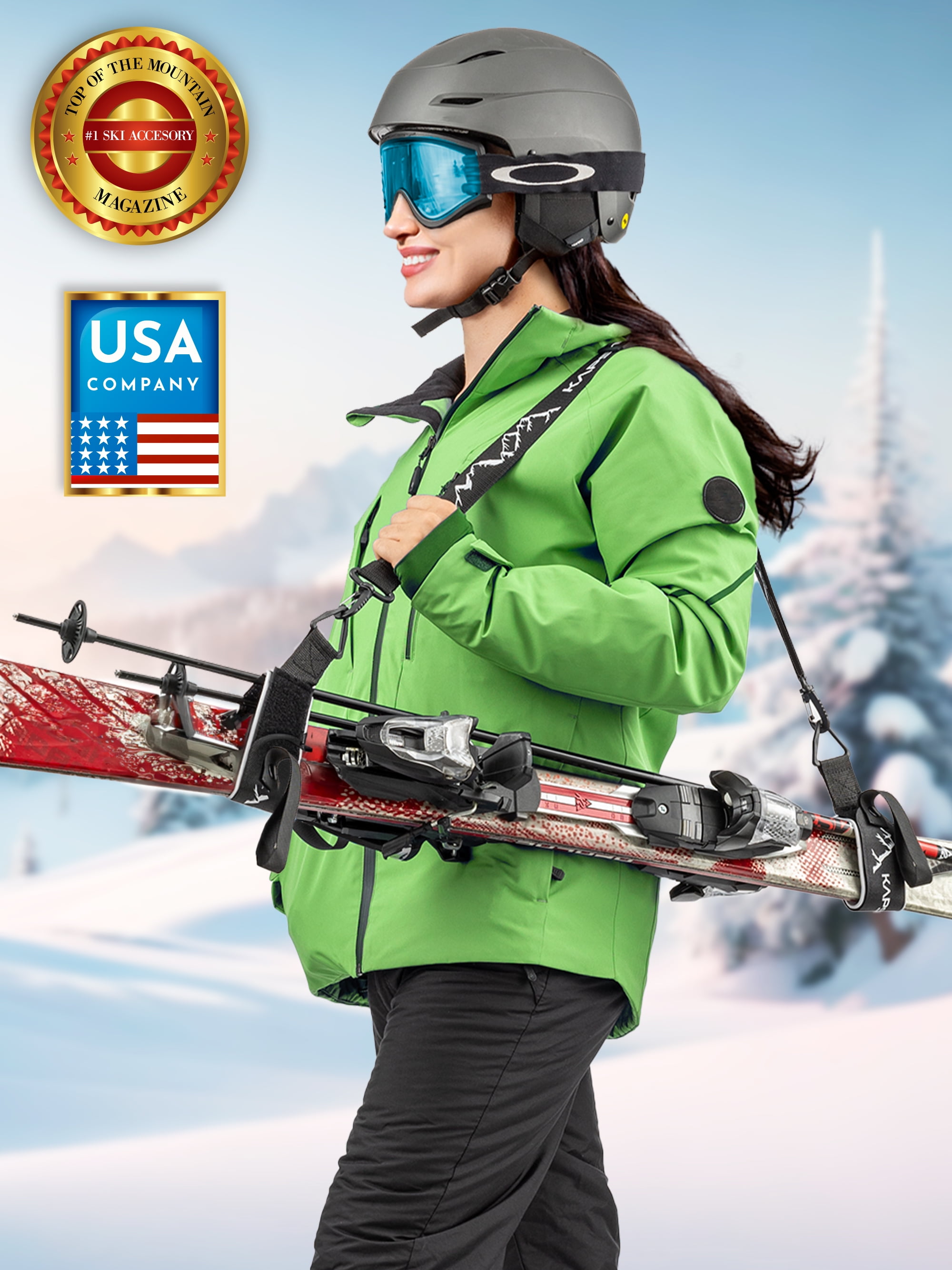 KapStrom Ski & Pole Carrier, Adjustable Straps for Kids & Adults ...