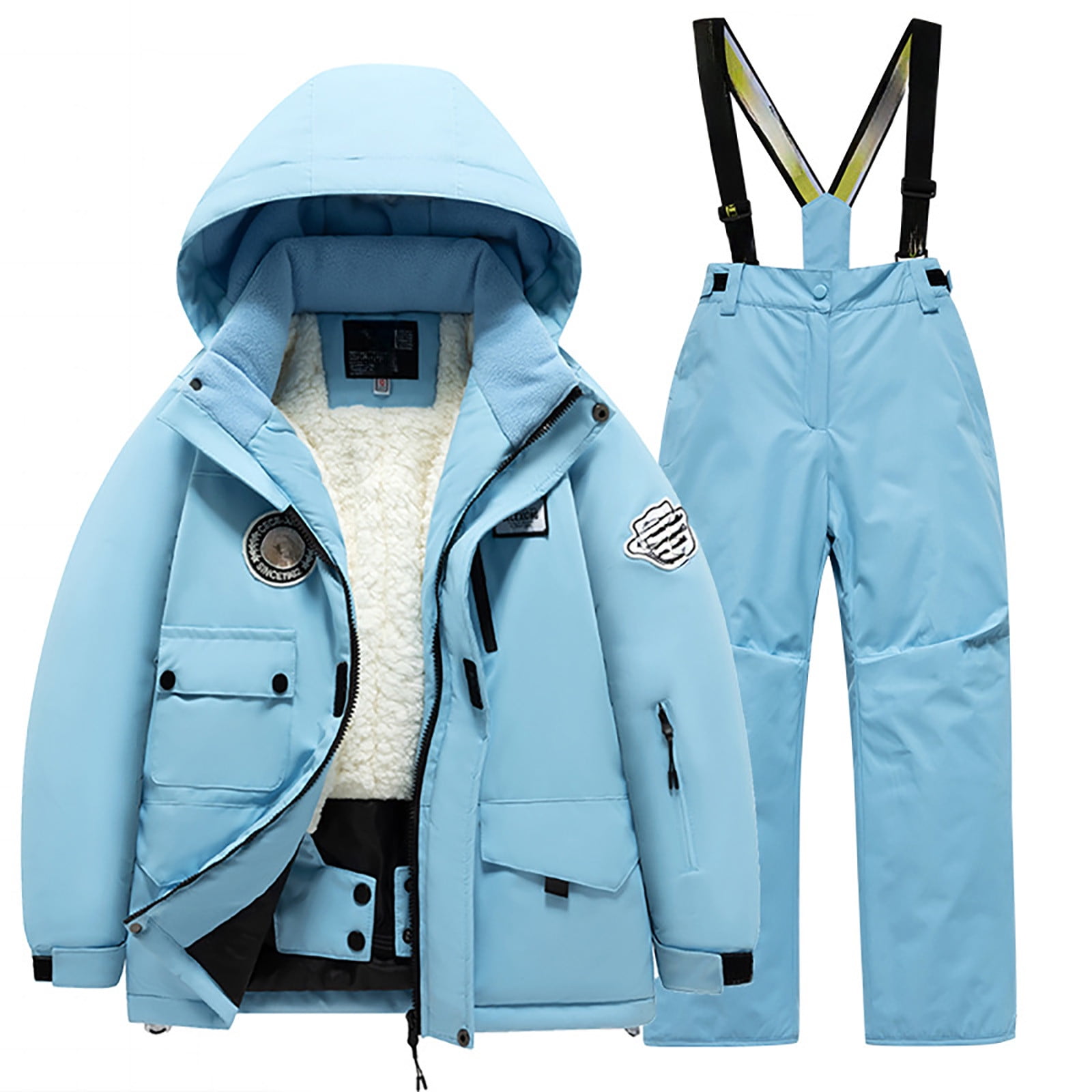 Ski Suit for Kids Ski Jacket & Pants Set Solid Color Snow Suit with ...