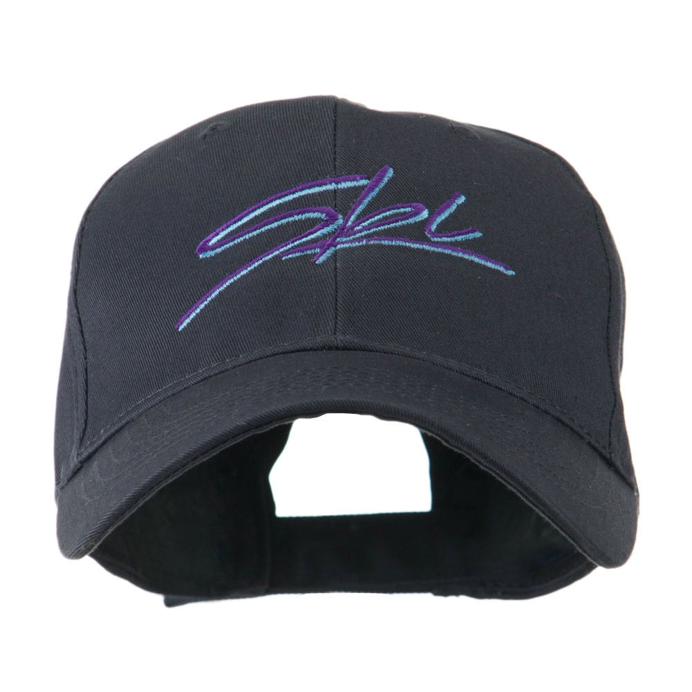 Ski Wording in Cursive Embroidered Cap - Navy OSFM - Walmart.com