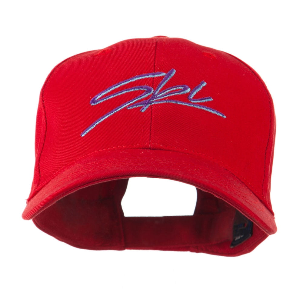 Ski Wording in Cursive Embroidered Cap - Red OSFM - Walmart.com