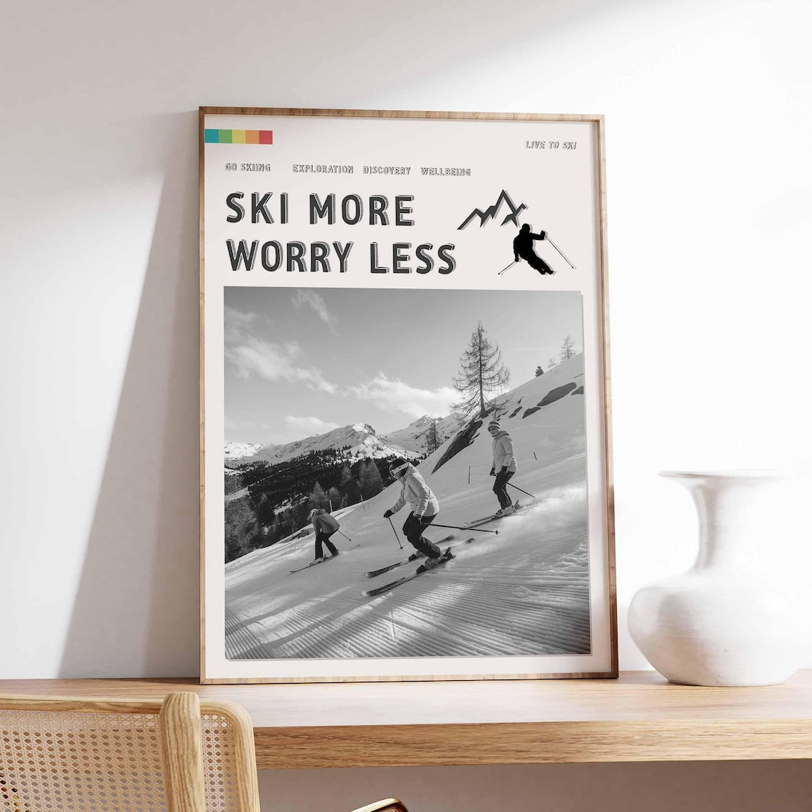 Ski More Worry Less Poster, Skiing Poster, Skiing Print, Outdoor ...