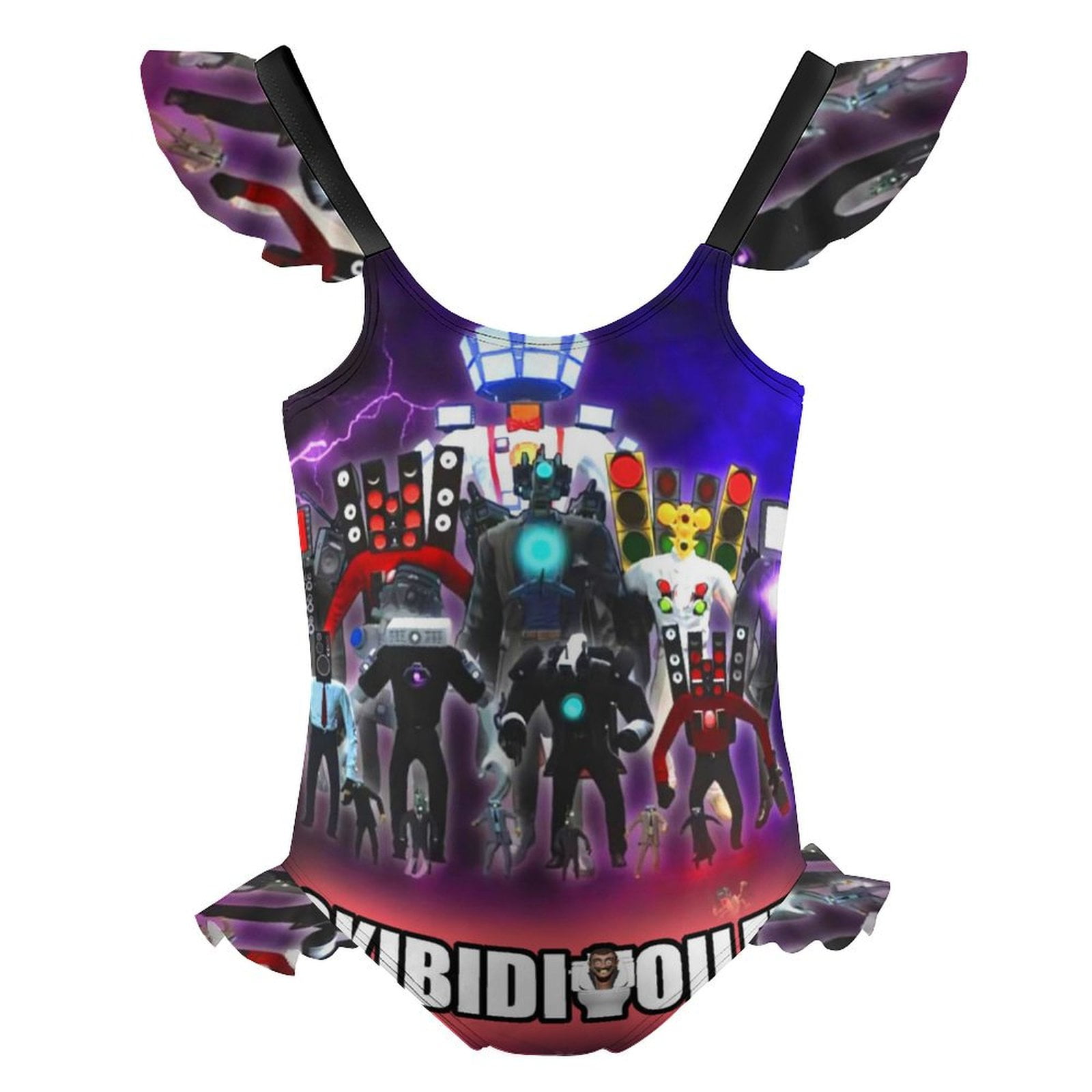 Ski-bidi Toile One Piece Swimwear Flutter Sleeve Swimsuits For Girls ...