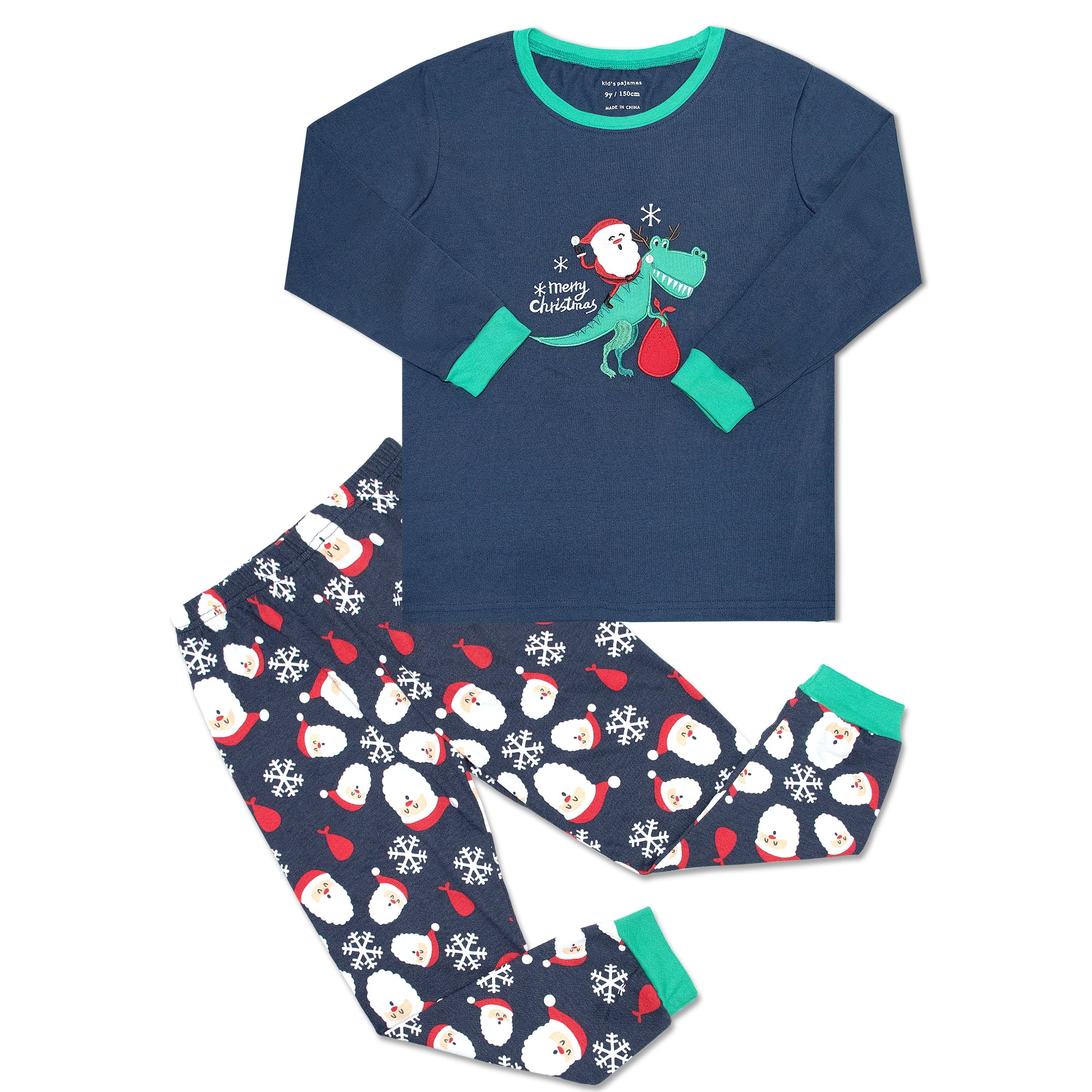SkiBeaut Boy's Christmas Pajamas Cotton Kids Santa Claus Snowmen Pjs ...