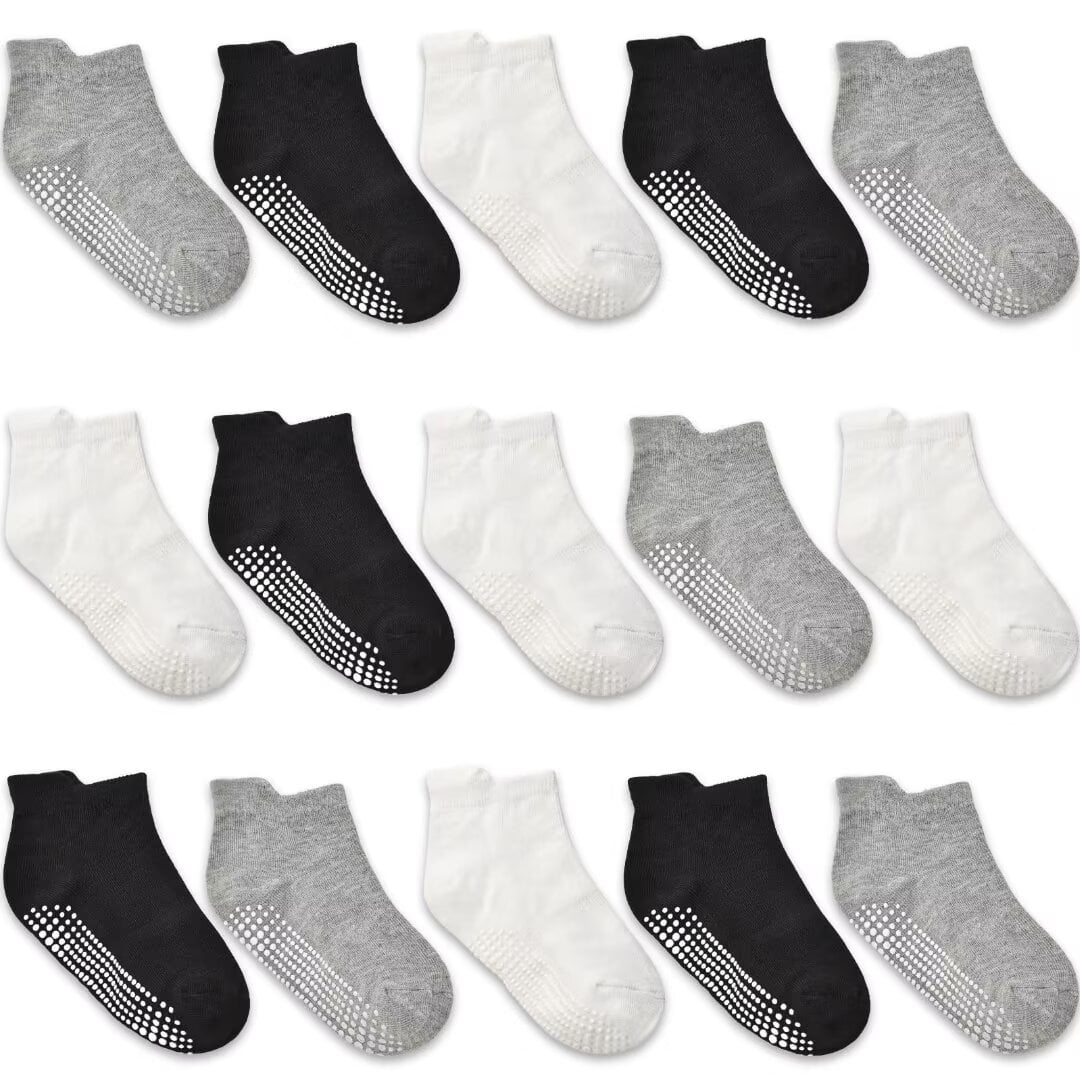 SkiBeaut Non-Slip Toddler Socks 15 Pairs Non Skid Low Cut Socks for 1-7 ...