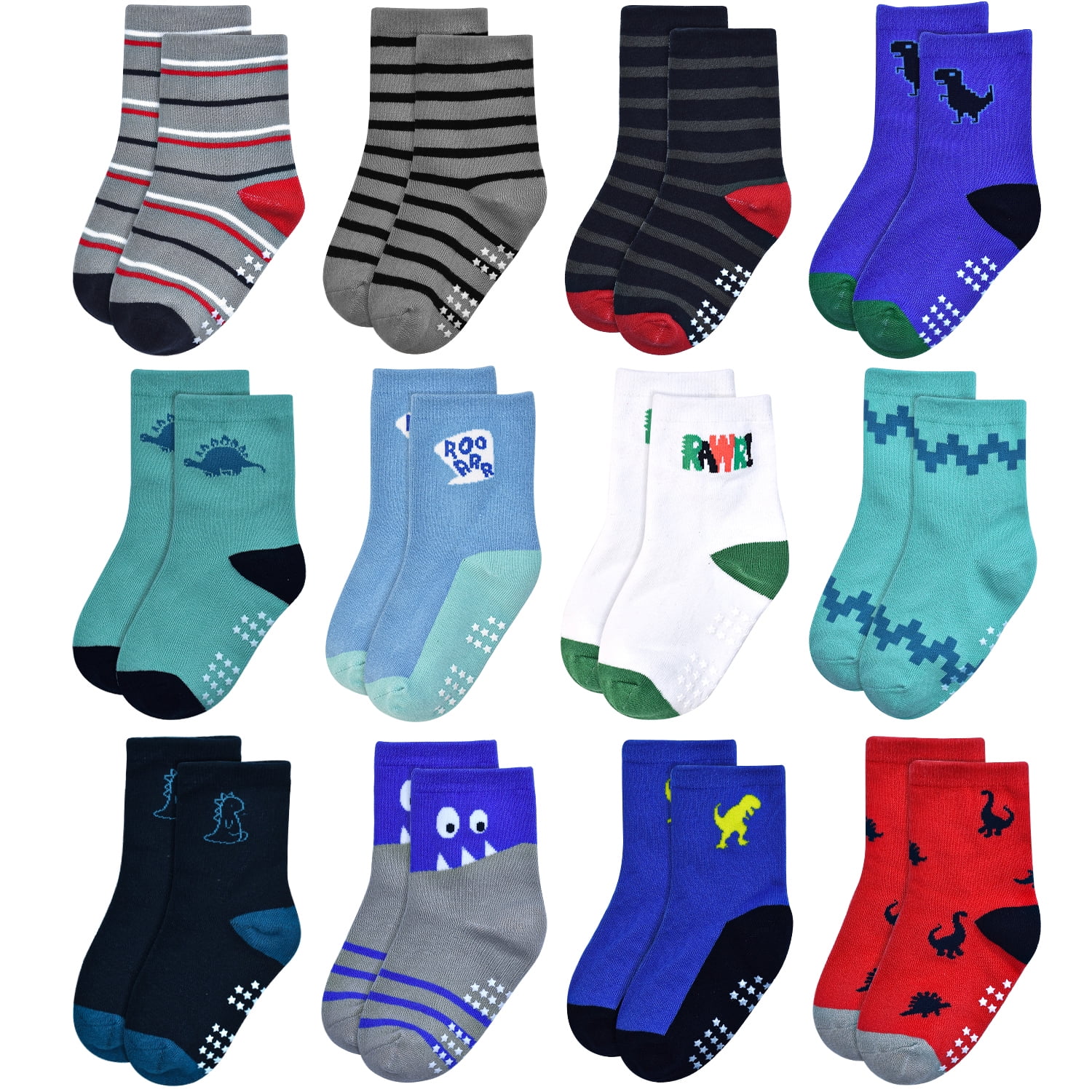 Skibeaut Baby Boys Socks with Grip Non Slip Toddler Socks Anti Skid ...