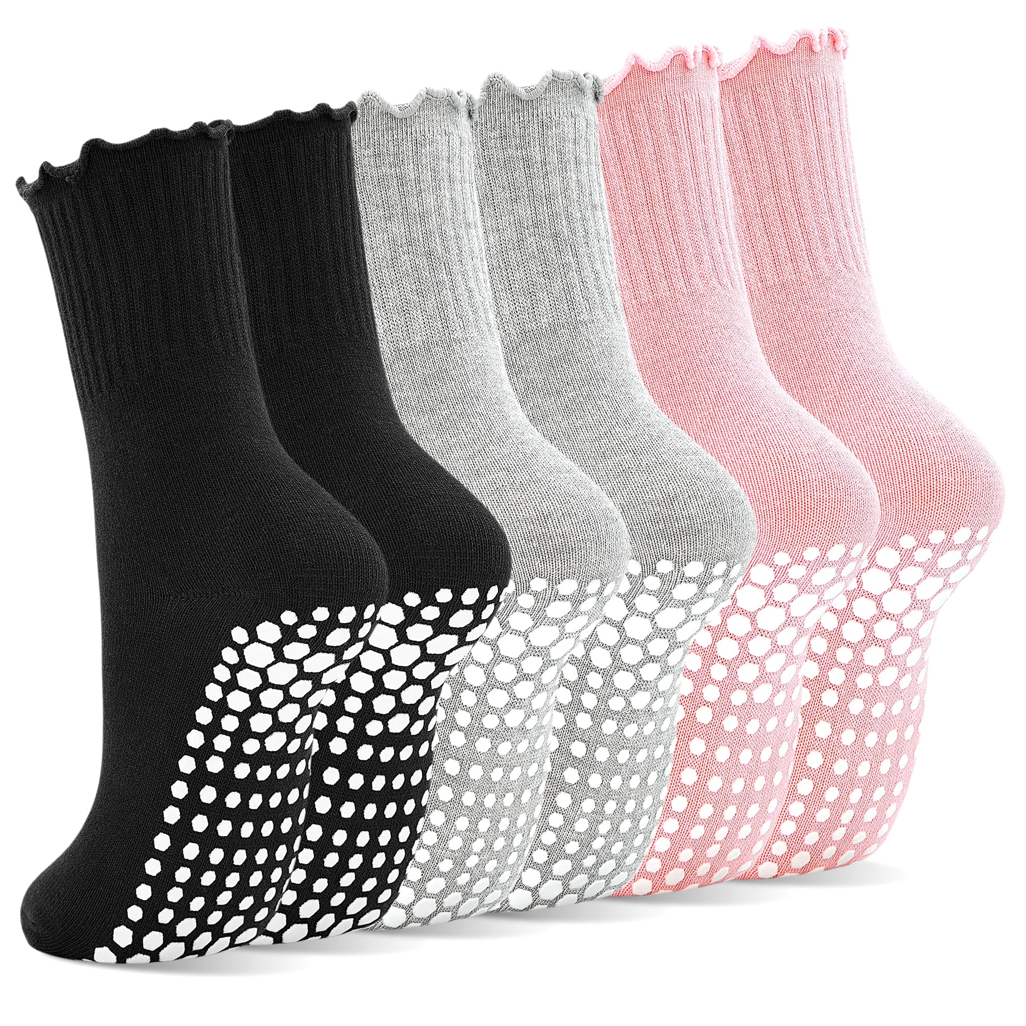 SKIBEAUT Cute Pilates Socks with Ruffle Grip for Yoga, Barre, Ballet ...