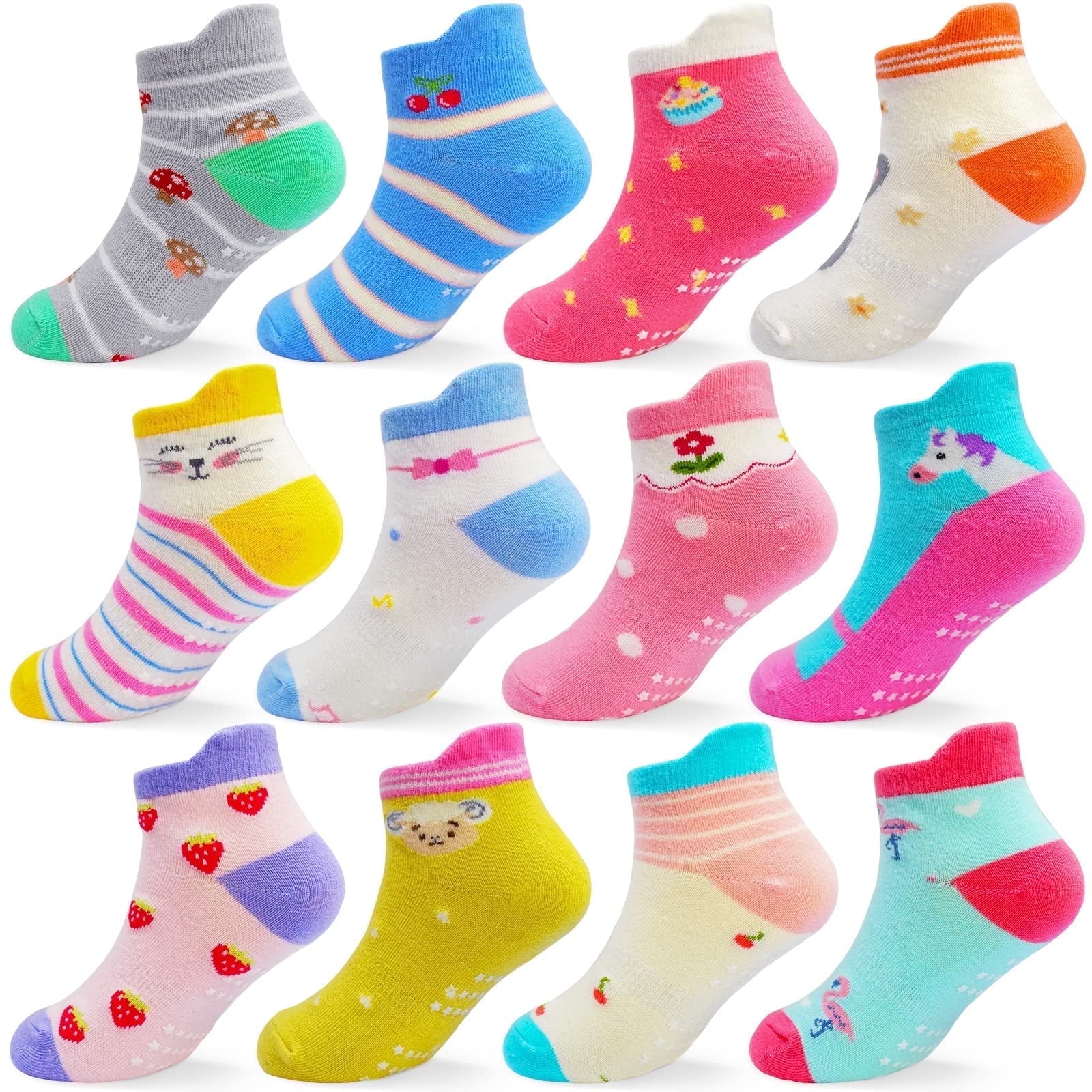 Skibeaut Kids Ankle Socks 12 Pairs for Boys and Girls 1-7 Years ...