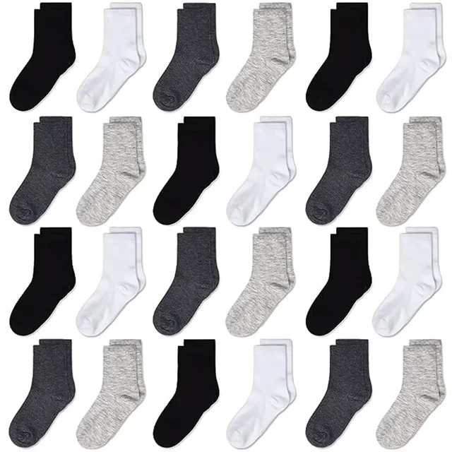 GENTABY Kids Cotton Socks, Medium Thickness, Cozy Crew Socks for Little Boys & Girls, 24 Pairs ...