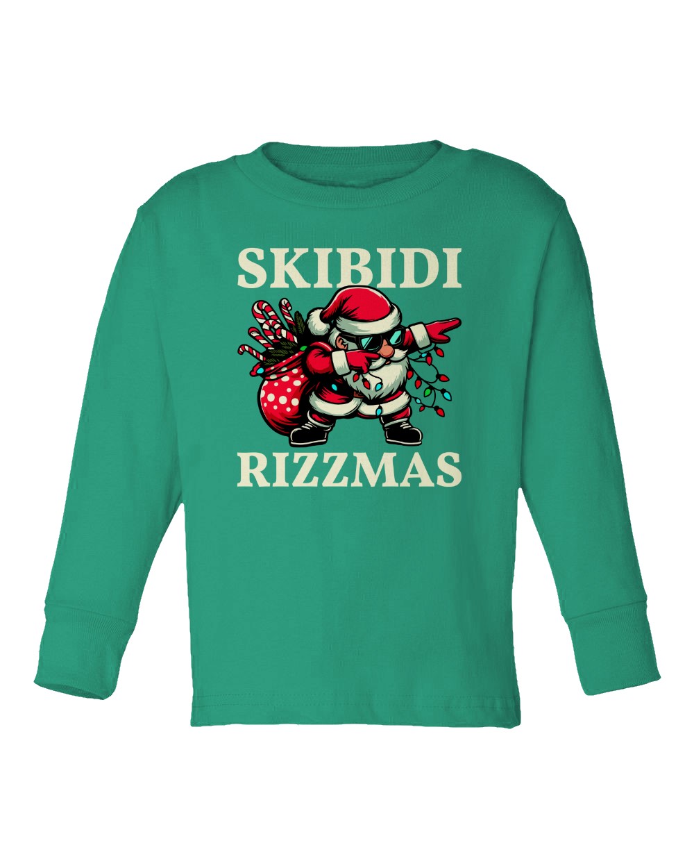 Skibidi Rizzmas Dabbing Santa Christmas Alpha Gen Toddler Long Sleeve T ...