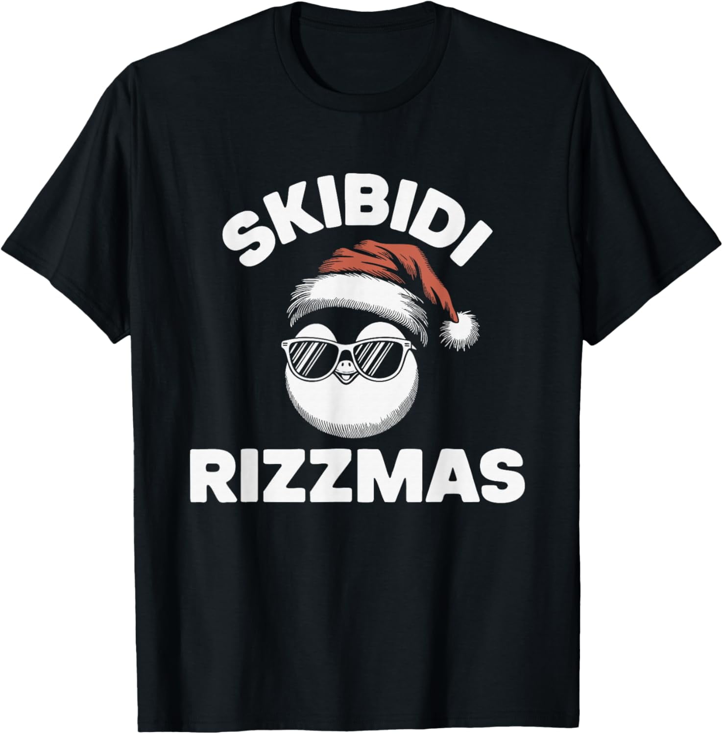 Skibidi Rizzmas Funny Gen Alpha Slang Christmas Penguin T-Shirt ...