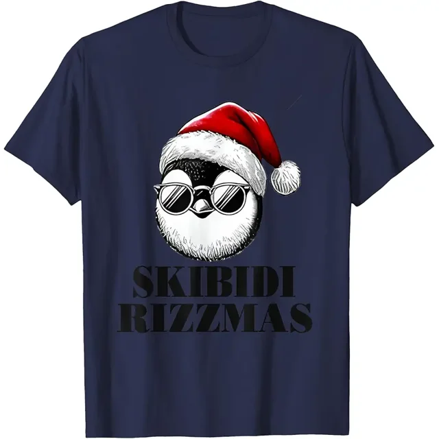 Skibidi Rizzmas Funny Gen Alpha Slang Christmas Penguin T-Shirt ...