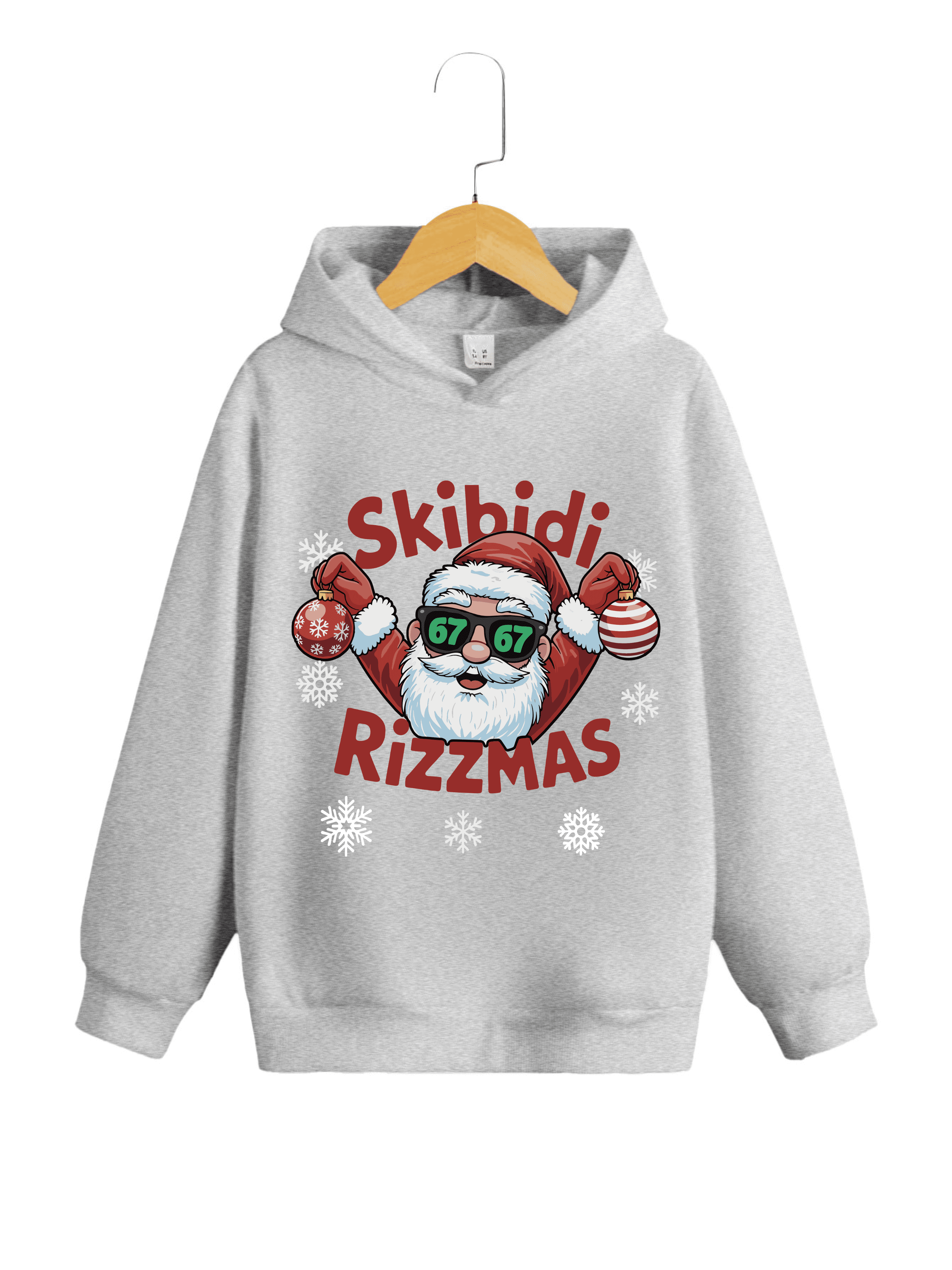 Skibidi Rizzmas Santa Hoodie Trendy 67 Shades & Christmas Ornament ...