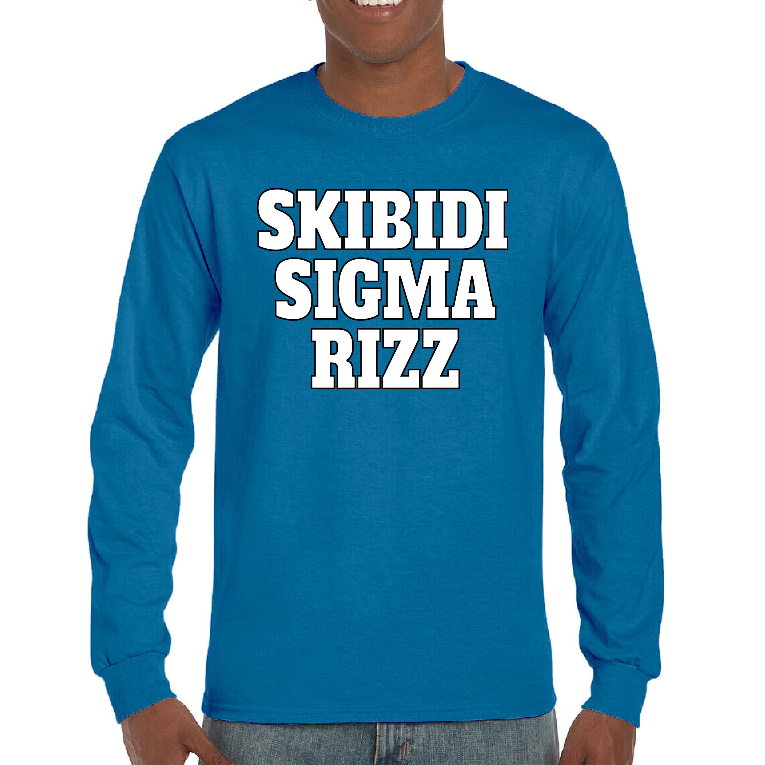 Skibidi Sigma Rizz Long Sleeve T-shirt Funny Goat Gyatt Meme Zoomer ...