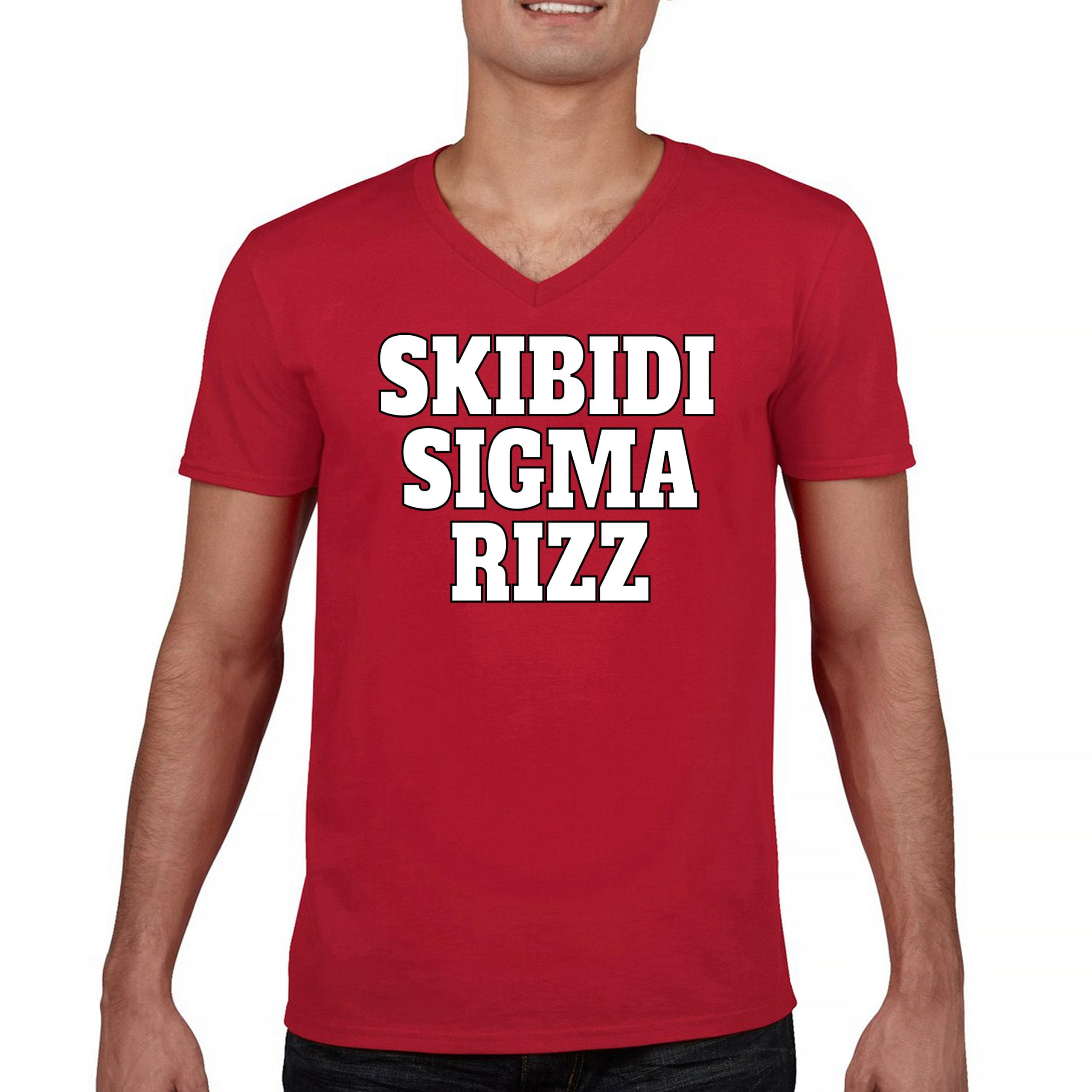 Skibidi Sigma Rizz Men's V-Neck T-shirt Funny Goat Gyatt Meme Zoomer ...