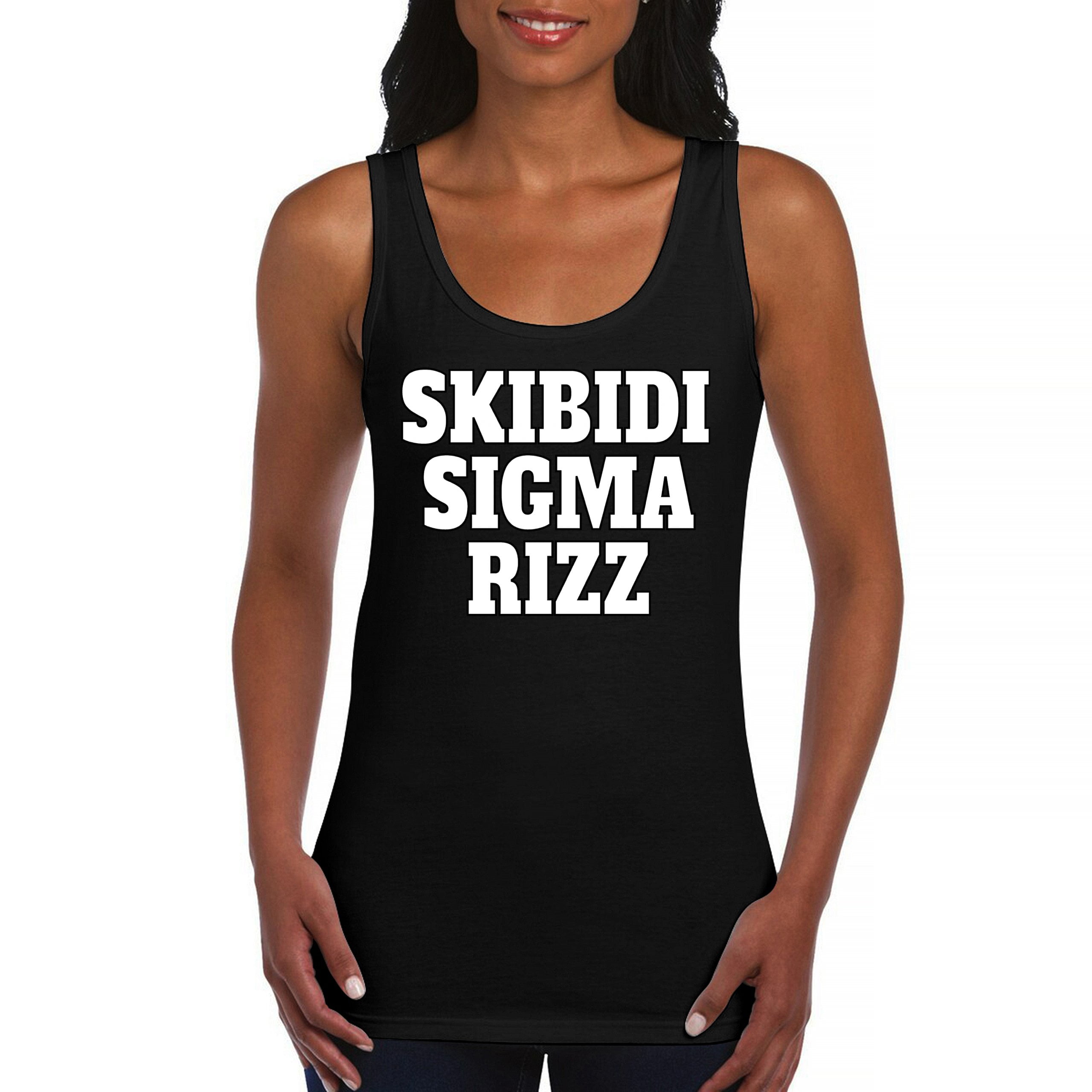 Skibidi Sigma Rizz Women's Tank Top Funny Goat Gyatt Meme Zoomer Viral ...