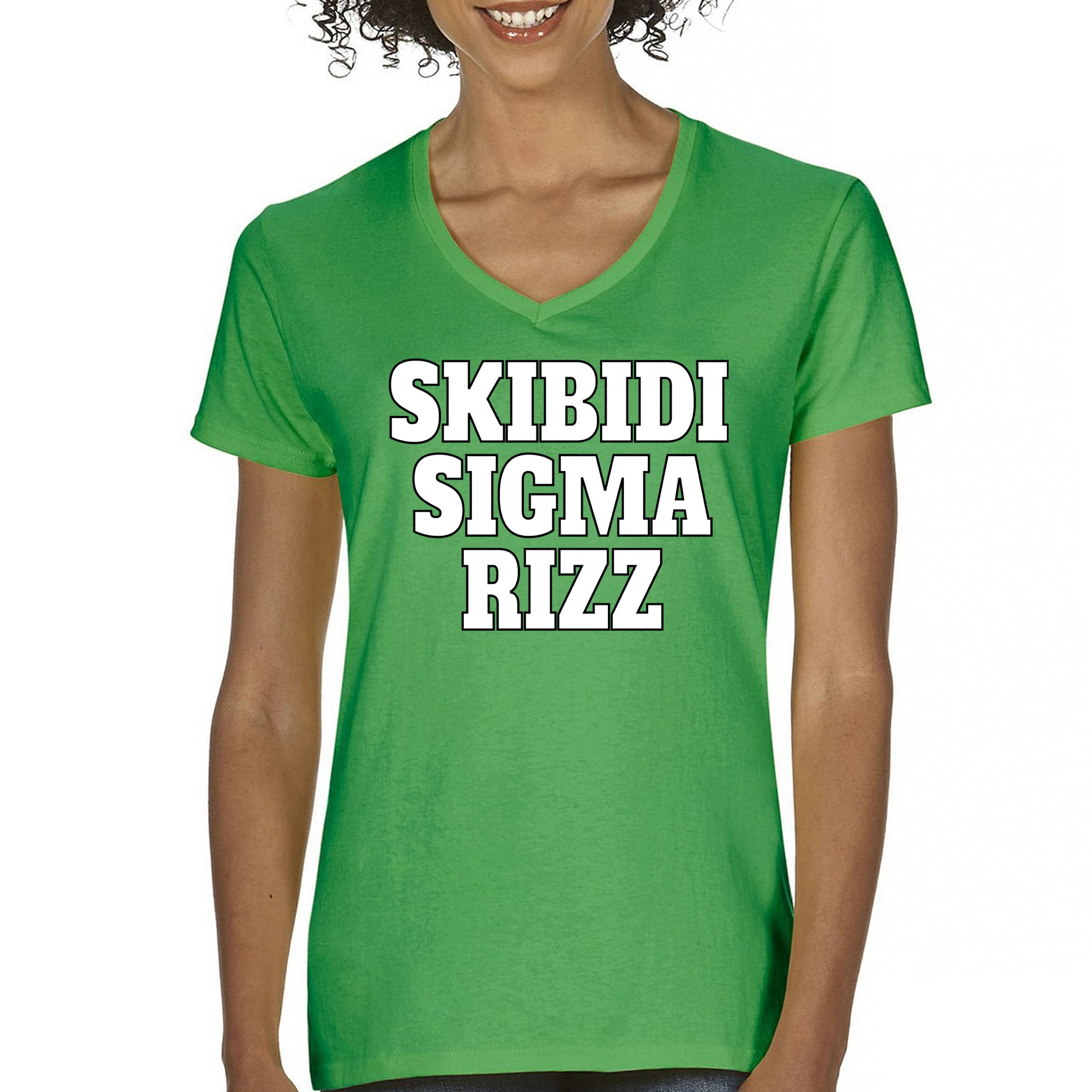 Skibidi Sigma Rizz Women's V-Neck T-shirt Funny Goat Gyatt Meme Zoomer ...