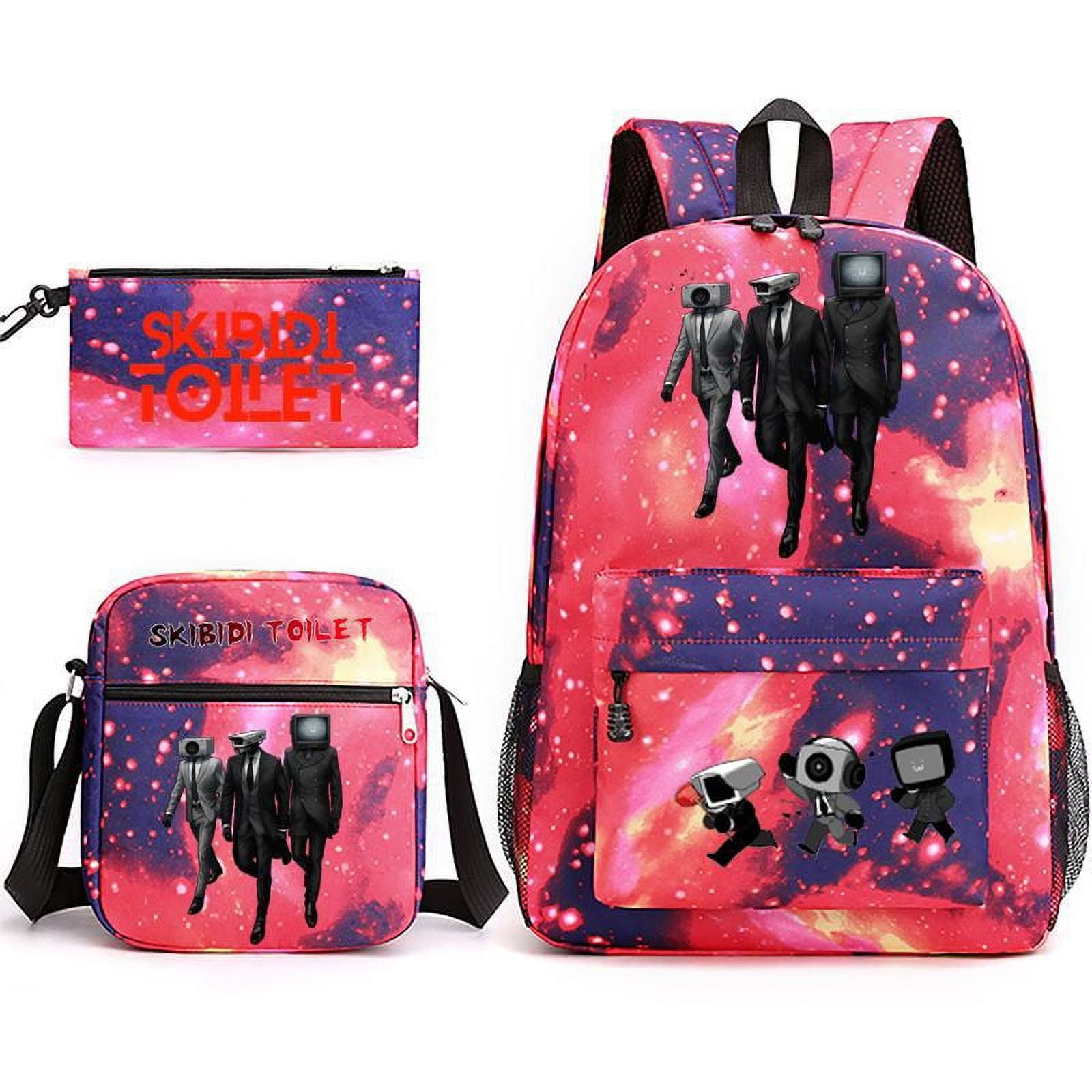 Skibidi-Toilet Anime Backpack Set 3 Pieces Shoulder Bag and Pencil Case ...