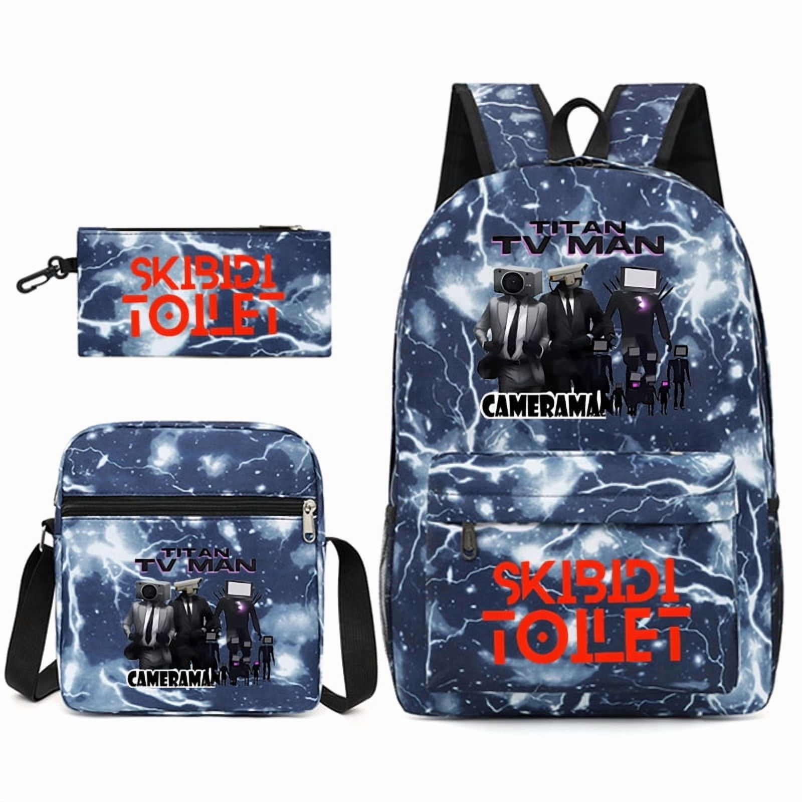 Skibidi-Toilet Anime Backpack Set 3 Pieces Shoulder Bag and Pencil Case ...
