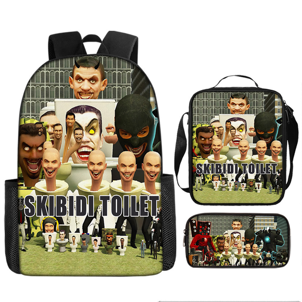 Skibidi Toilet Anime Backpack Set 3 Pieces with Shoulder Bag and Pencil ...