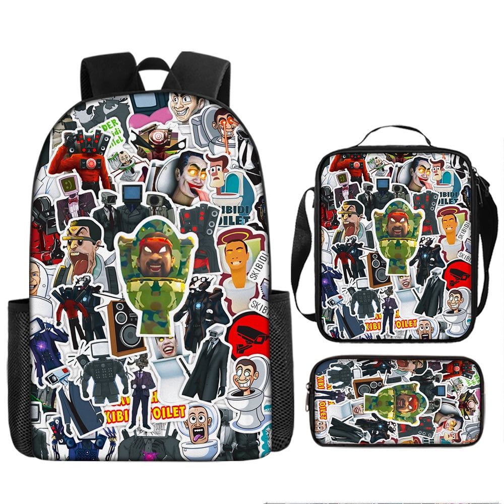 Skibidi Toilet Anime Backpack Set 3 Pieces with Shoulder Bag and Pencil ...