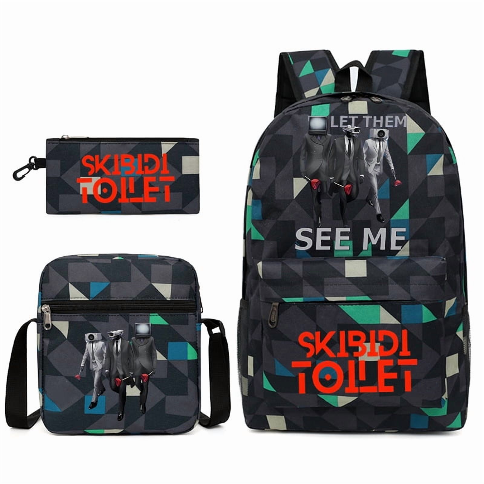 Skibidi-Toilet Anime Backpack Set 3 Pieces Shoulder Bag and Pencil Case ...