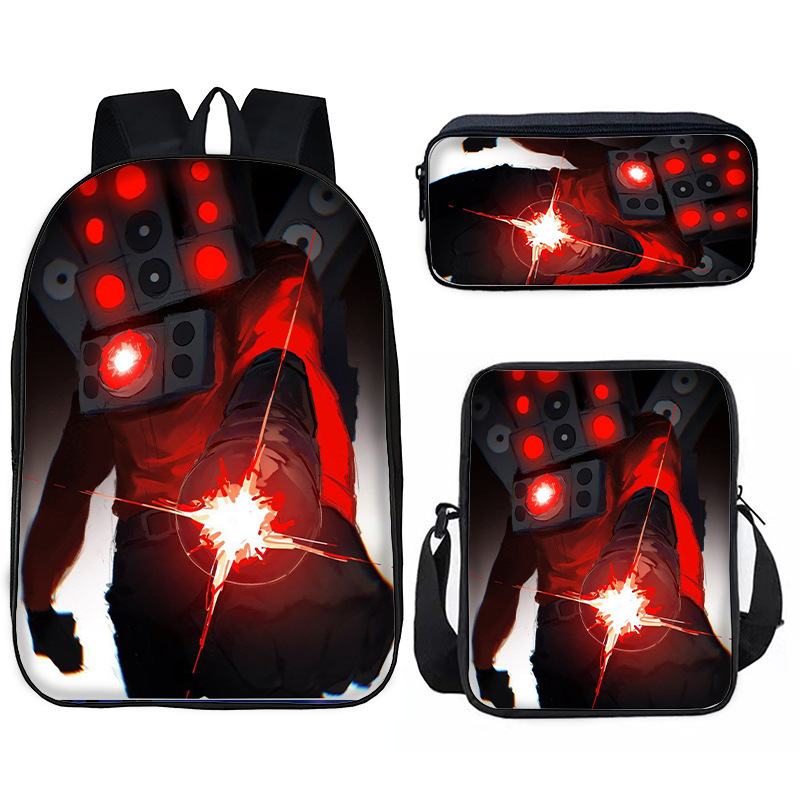Skibidi-Toilet Anime Backpack Set 3 Pieces with Shoulder Bag and Pencil ...