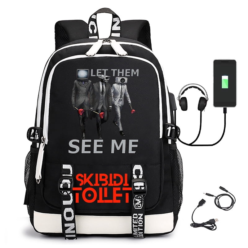 Skibidi-Toilet Anime Backpacks Cartoon Laptop Backpack Daypack 3D ...