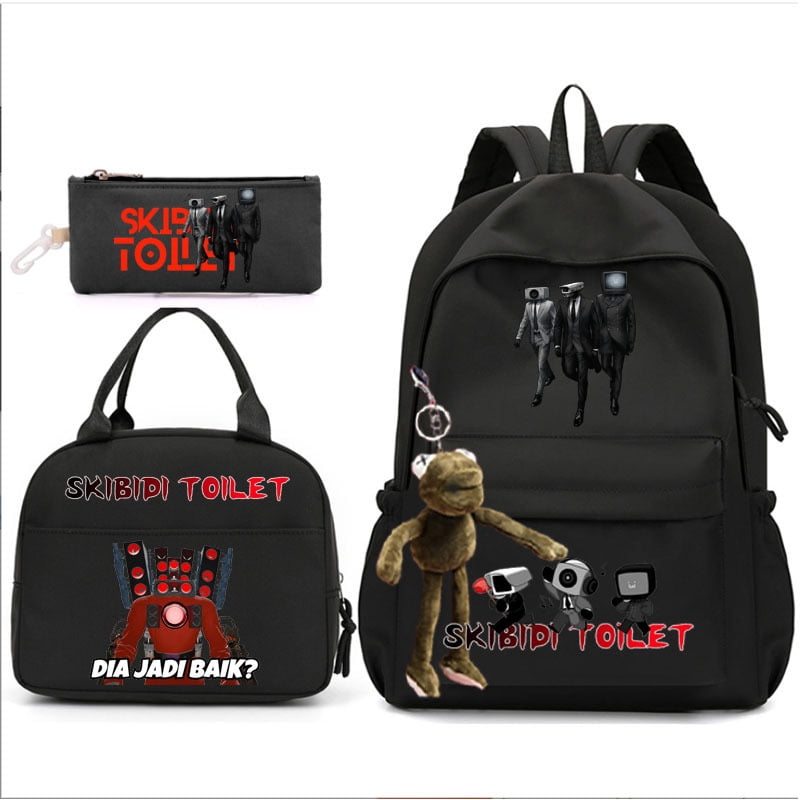 Skibidi-Toilet Anime Backpacks Sets, Cartoon Laptop Backpack with Lunch ...