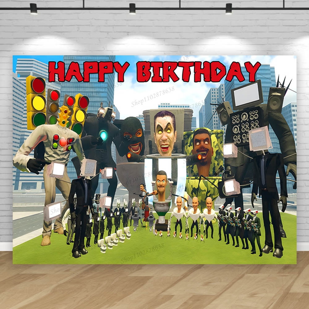 Skibidi Toilet Backdrop Decor For Birthday Party Background Toilet Man ...