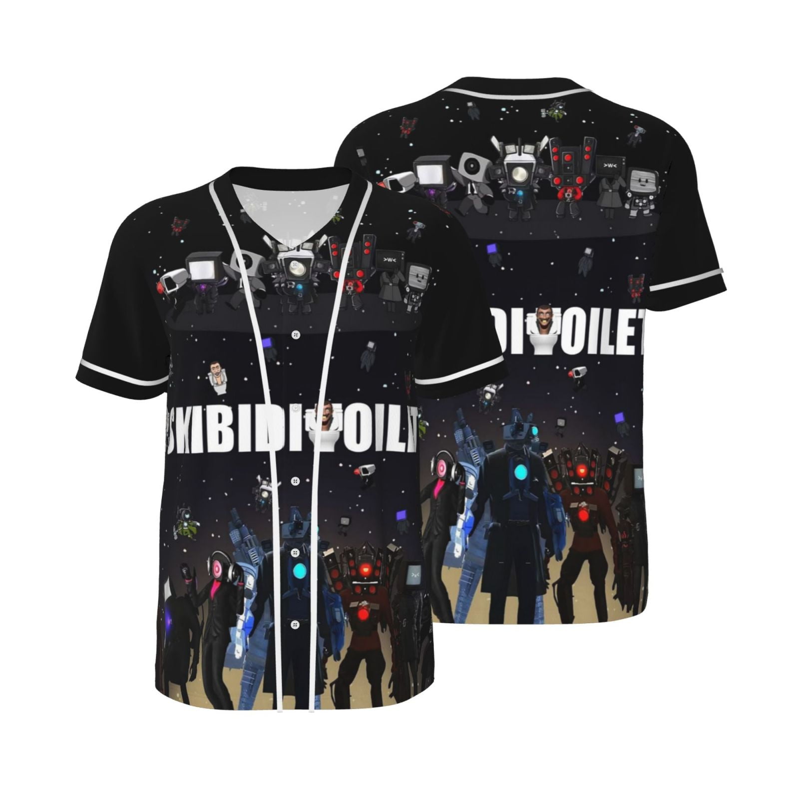 Skibidi Toilet Baseball Jerseys Shirts Baseball Button Down Shirt for ...