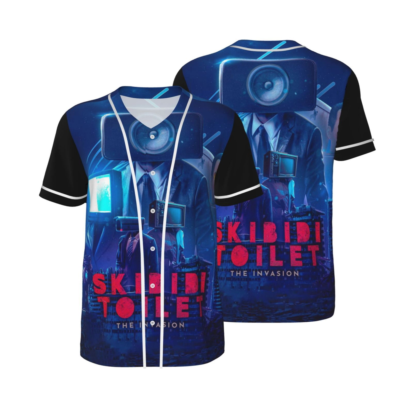 Skibidi Toilet Baseball Jerseys Shirts Baseball Button Down Shirt for ...