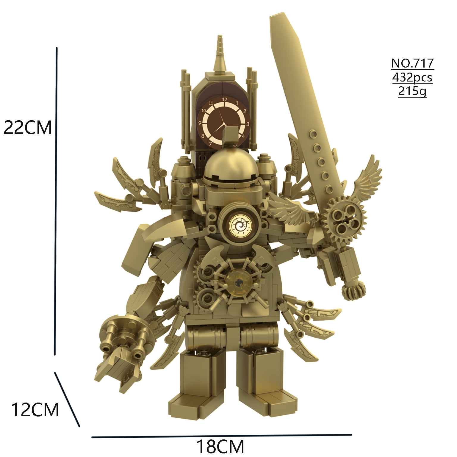 Skibidi Toilet Building Block Toy Golden Clockmen Model Titan Clock Man ...