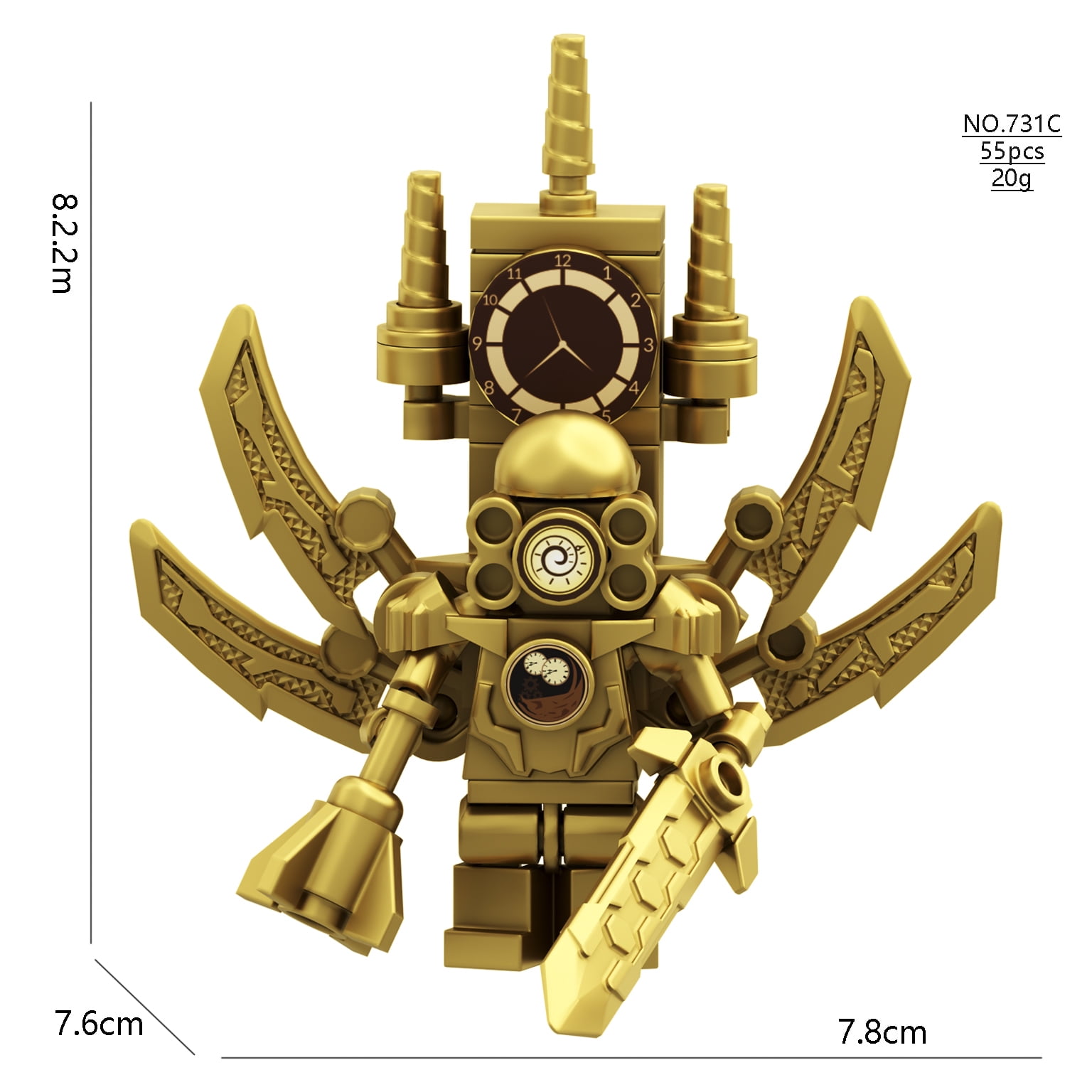 Skibidi Toilet Building Block Toy Golden Clockmen Model Titan Clock Man ...