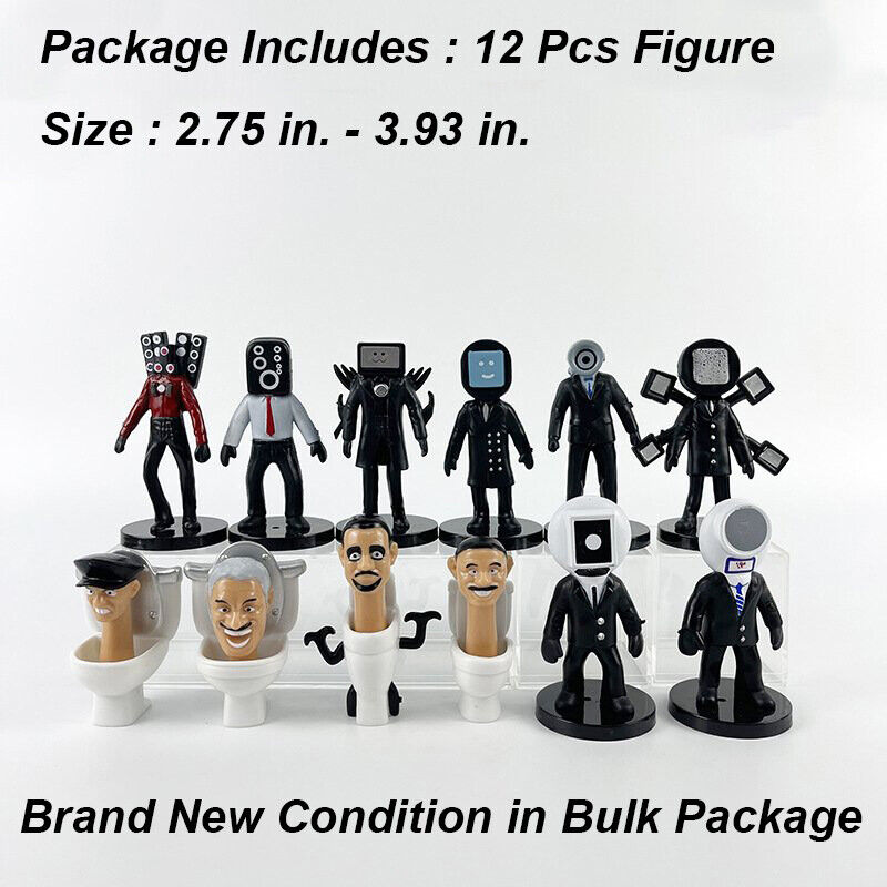 Skibidi Toilet Figures Set Clock Cameraman TV Man Speaker Cake Toy ...