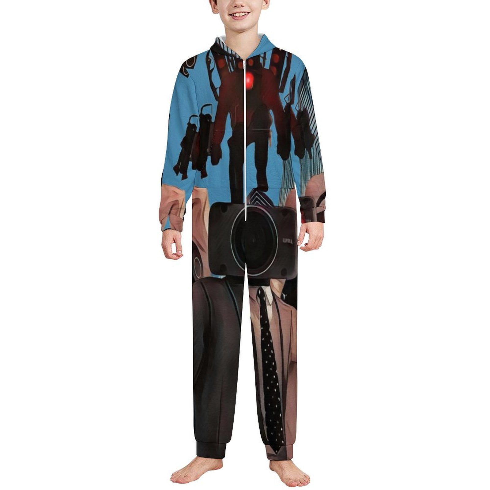 Skibidi Toilet Kids One Piece Pajama Hooded Union Suit PJs Sleepwear ...