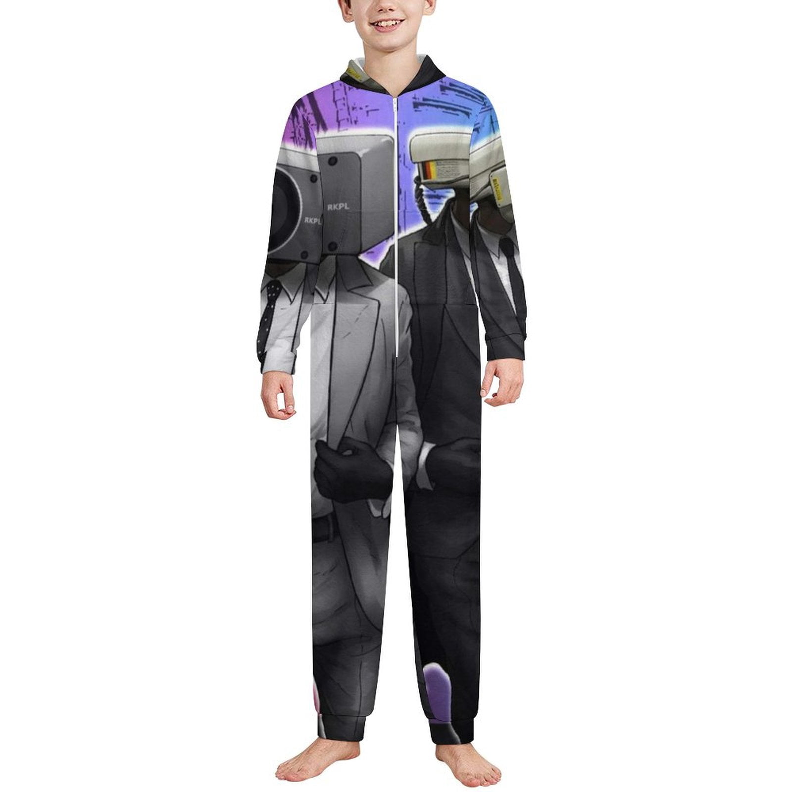Skibidi Toilet Kids One Piece Pajama Hooded Union Suit PJs Sleepwear ...