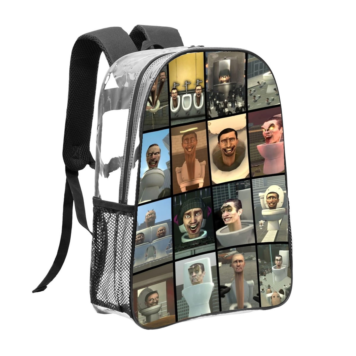 Skibidi Toilet Pattern Transparent Backpack Lightweight And fashionable ...