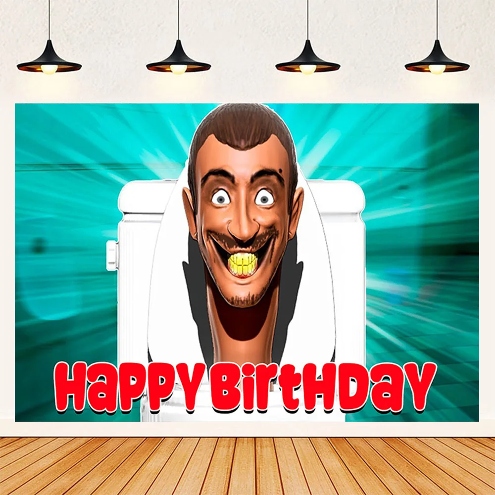 Skibidi Toilet Simulator Birthday Party Background Decoration For Young ...