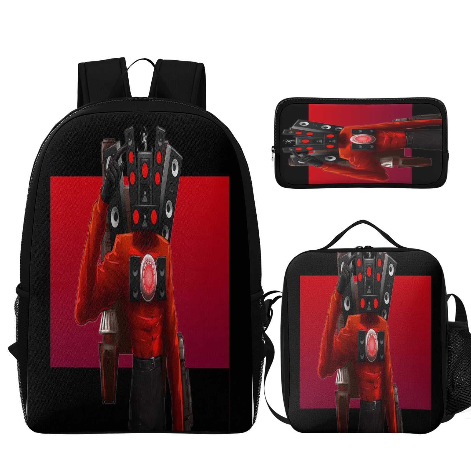 Skibidi Toilet Three piece backpack set for young lunch bag pencil case ...