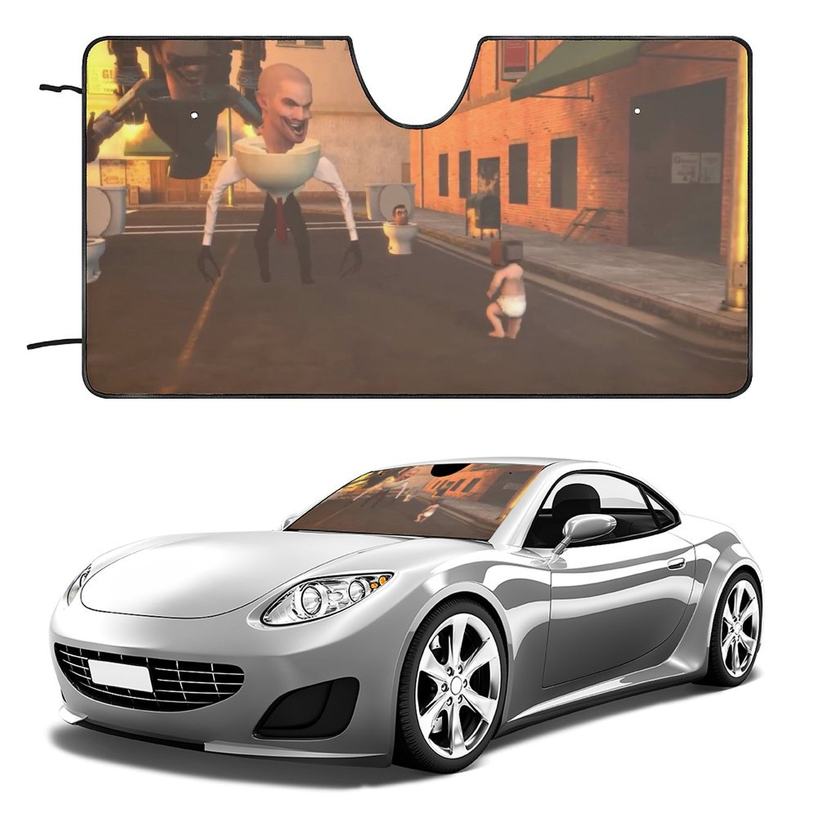 Skibidi Toilet Windshield Sun Shade, Front Foldable Windshield Sunshade ...