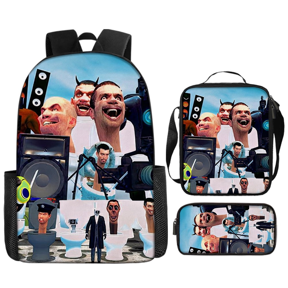 Skibiditoilet Toilet Man Speaker Backpack School Bag Three-Piece Set ...