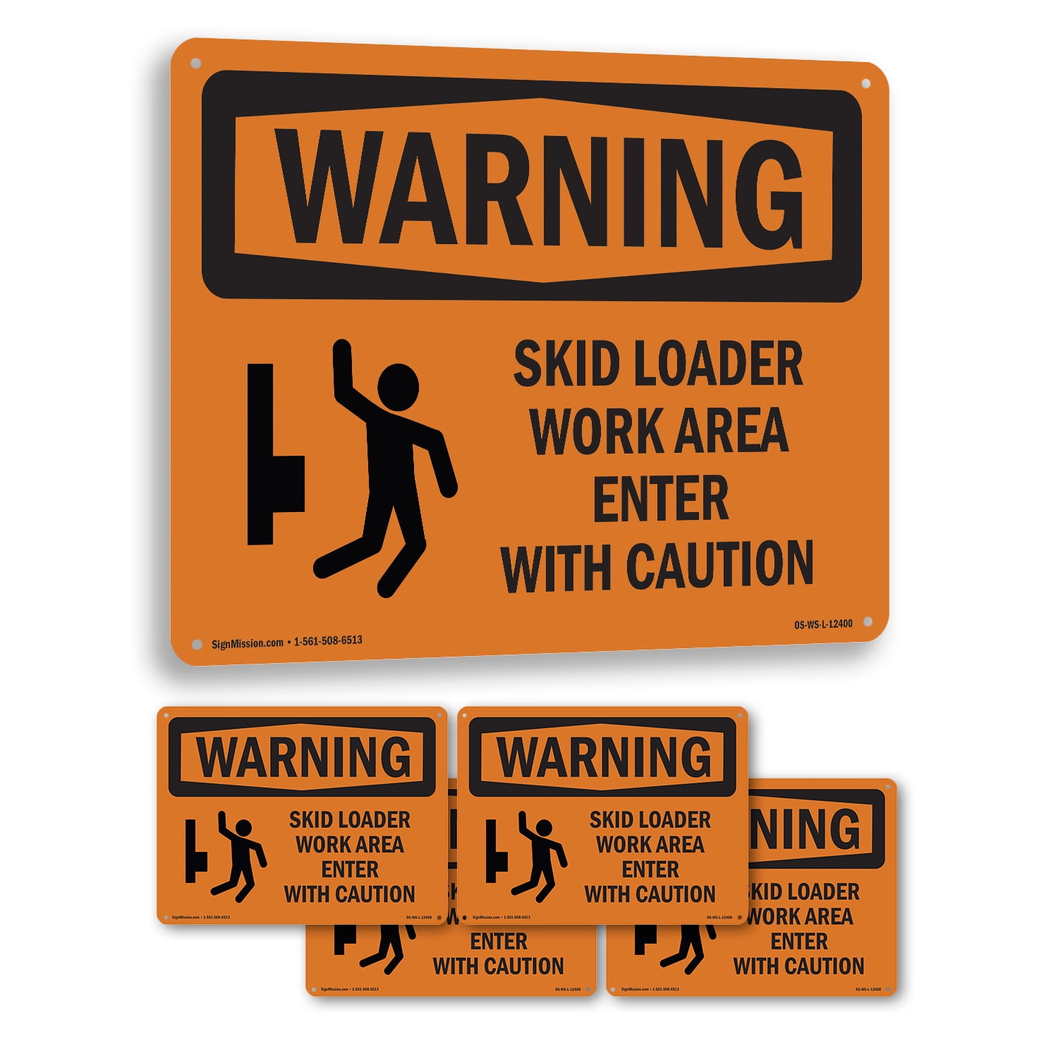 Skid Loader Work Area Enter With Symbol OSHA WARNING Aluminum Sign 18 ...