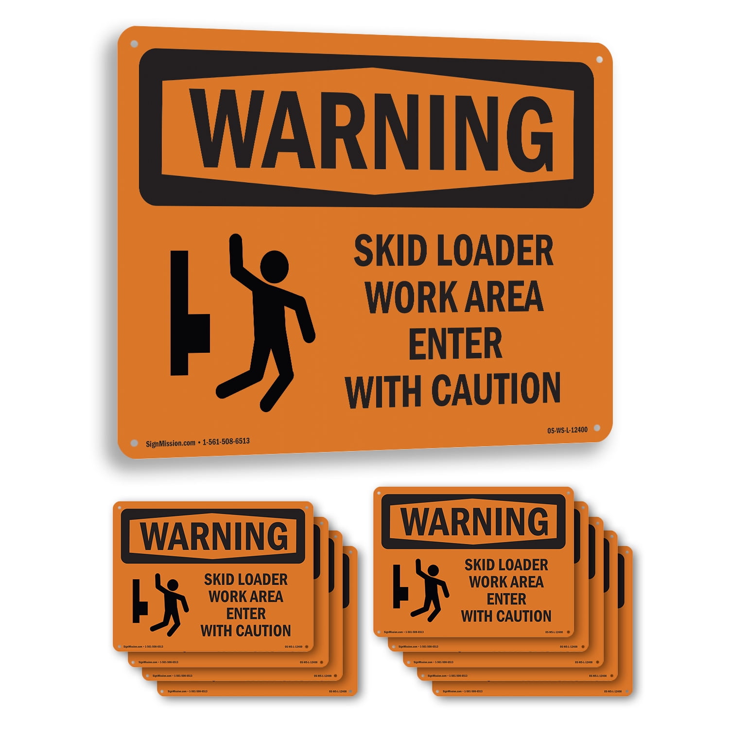 Skid Loader Work Area Enter With Symbol OSHA WARNING Aluminum Sign 24 ...