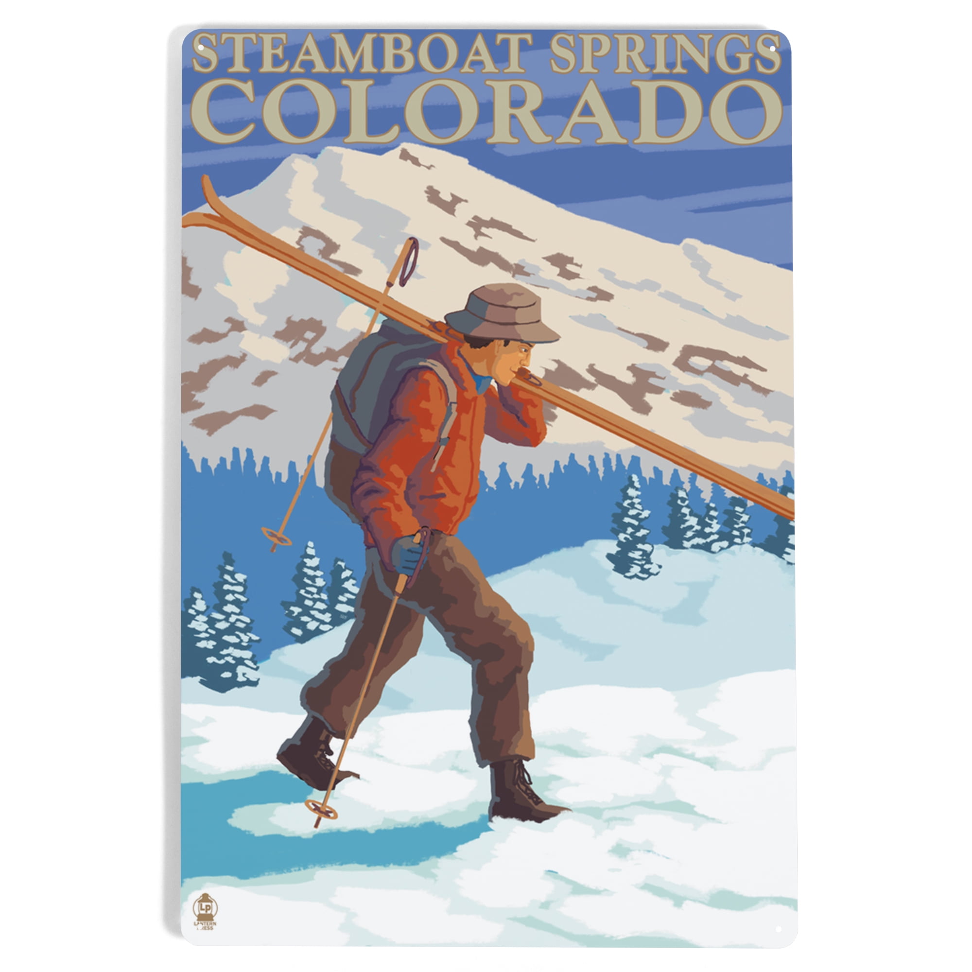 Skier Carrying, Steamboat Springs, Colorado (12x18 Aluminum Art, Indoor ...