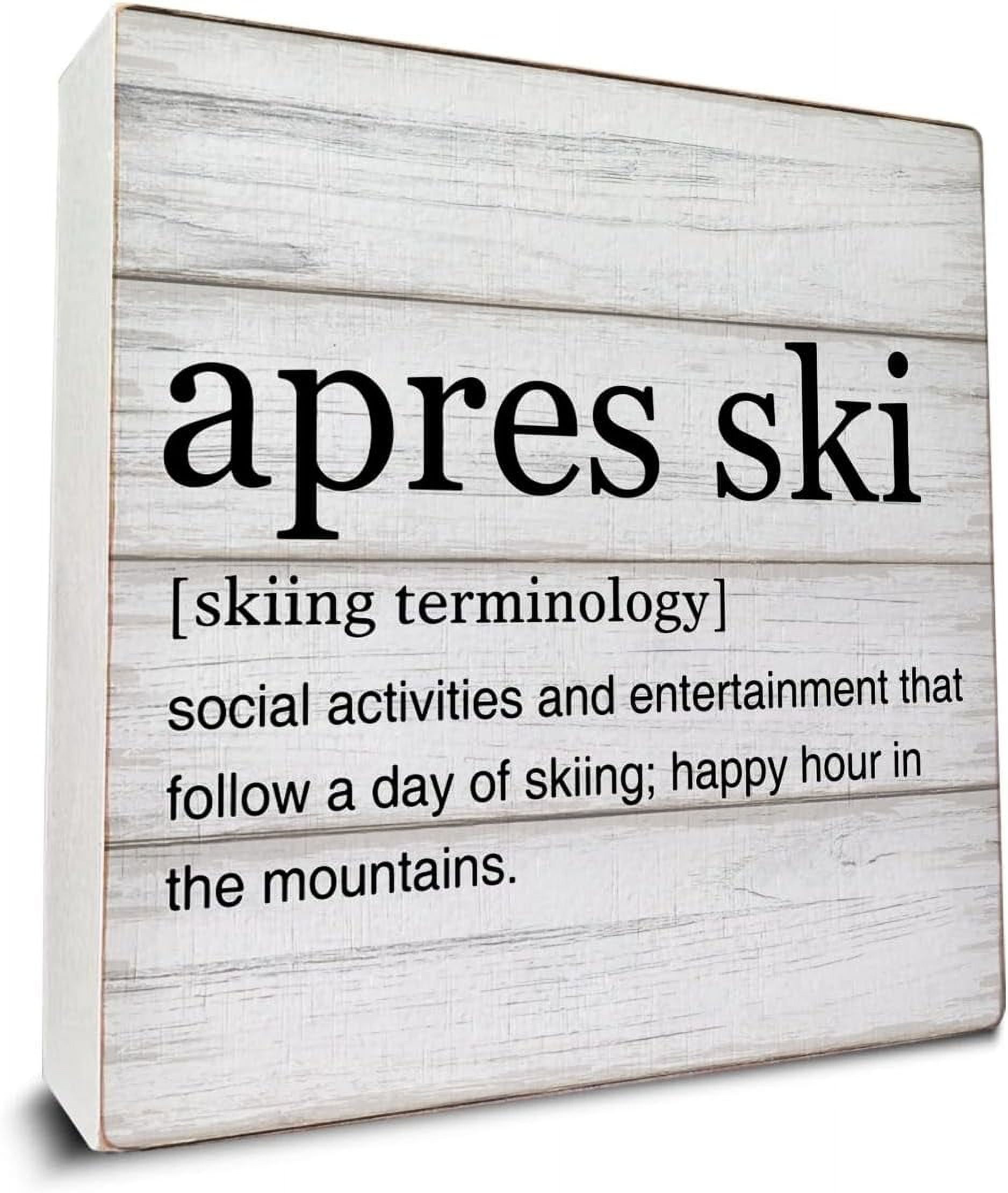 Skier Gift Apres Ski Definition Wooden Box Sign Snowboarder Quotes Desk ...