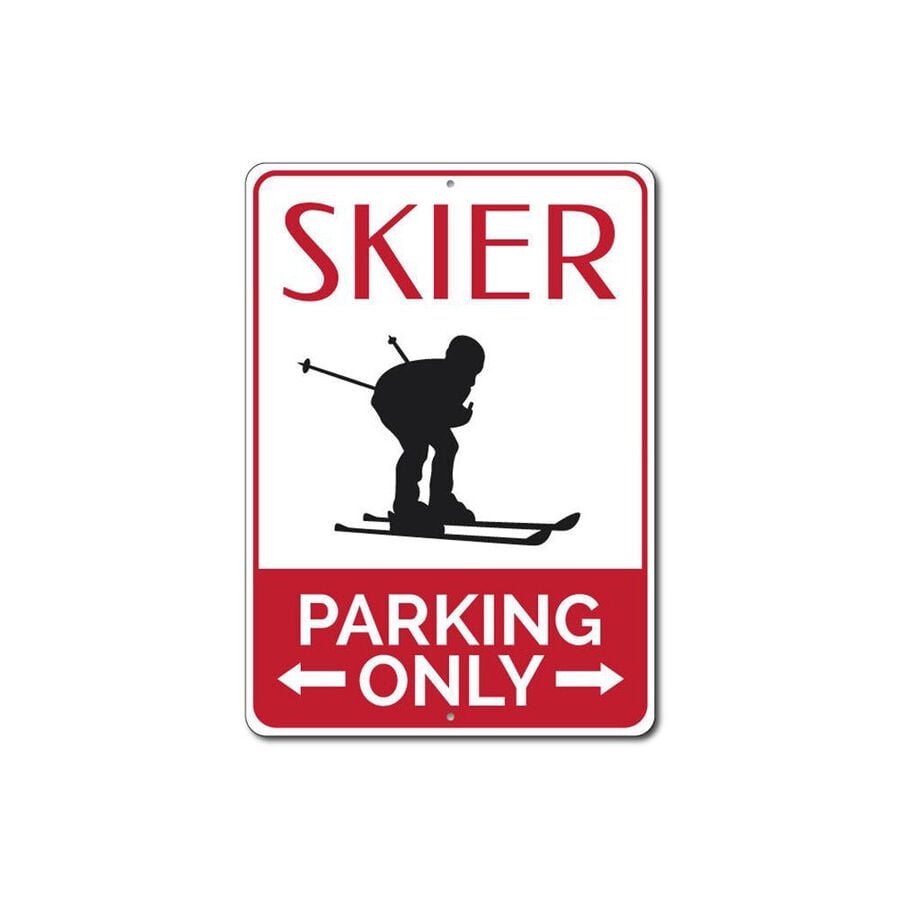 Skier Parking Sign Ski Sign Snow Bunny Metal Decor Sign Size: 16 x 12 ...