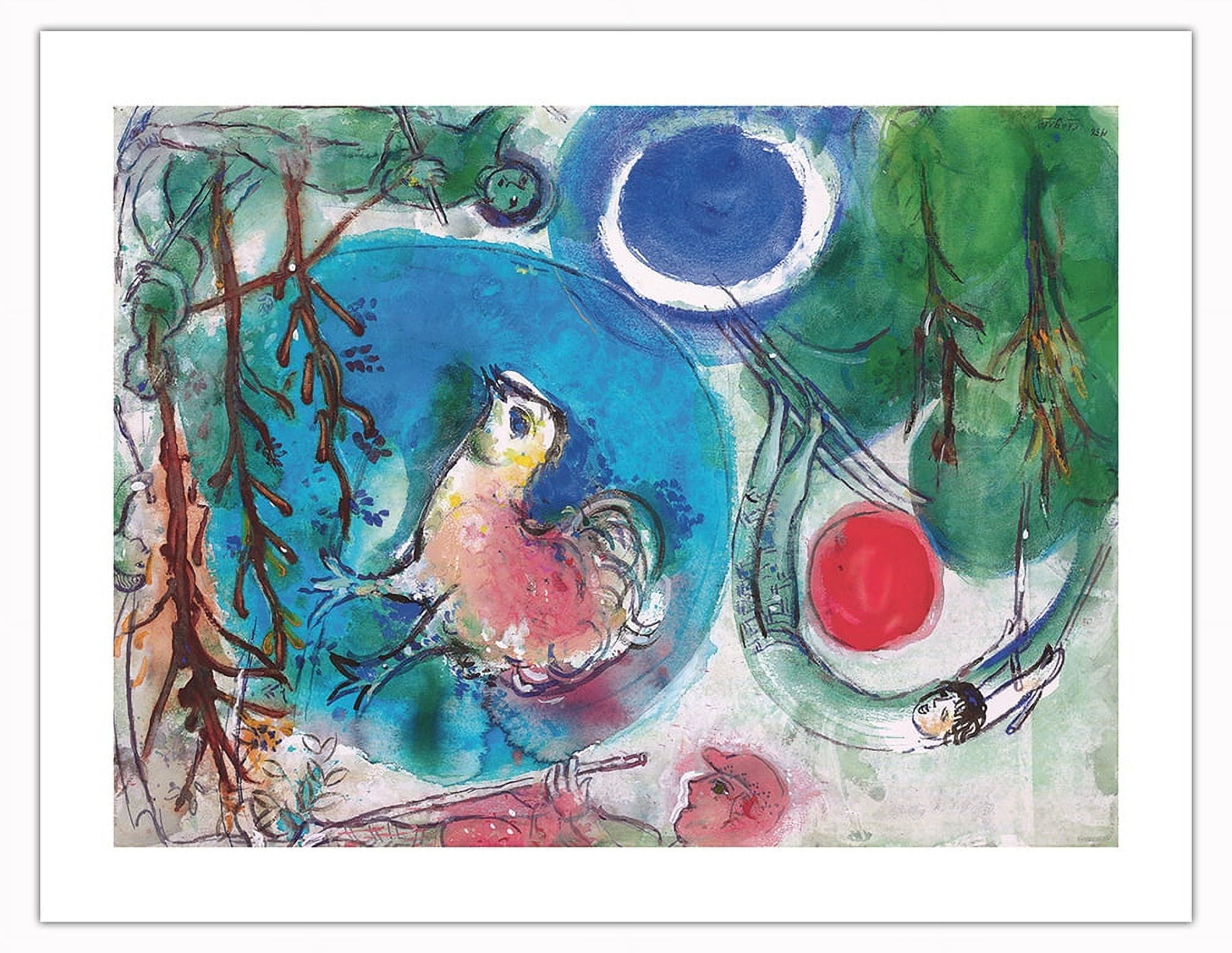 Skier With Rooster - From an Original Color Painting by Marc Chagall c ...