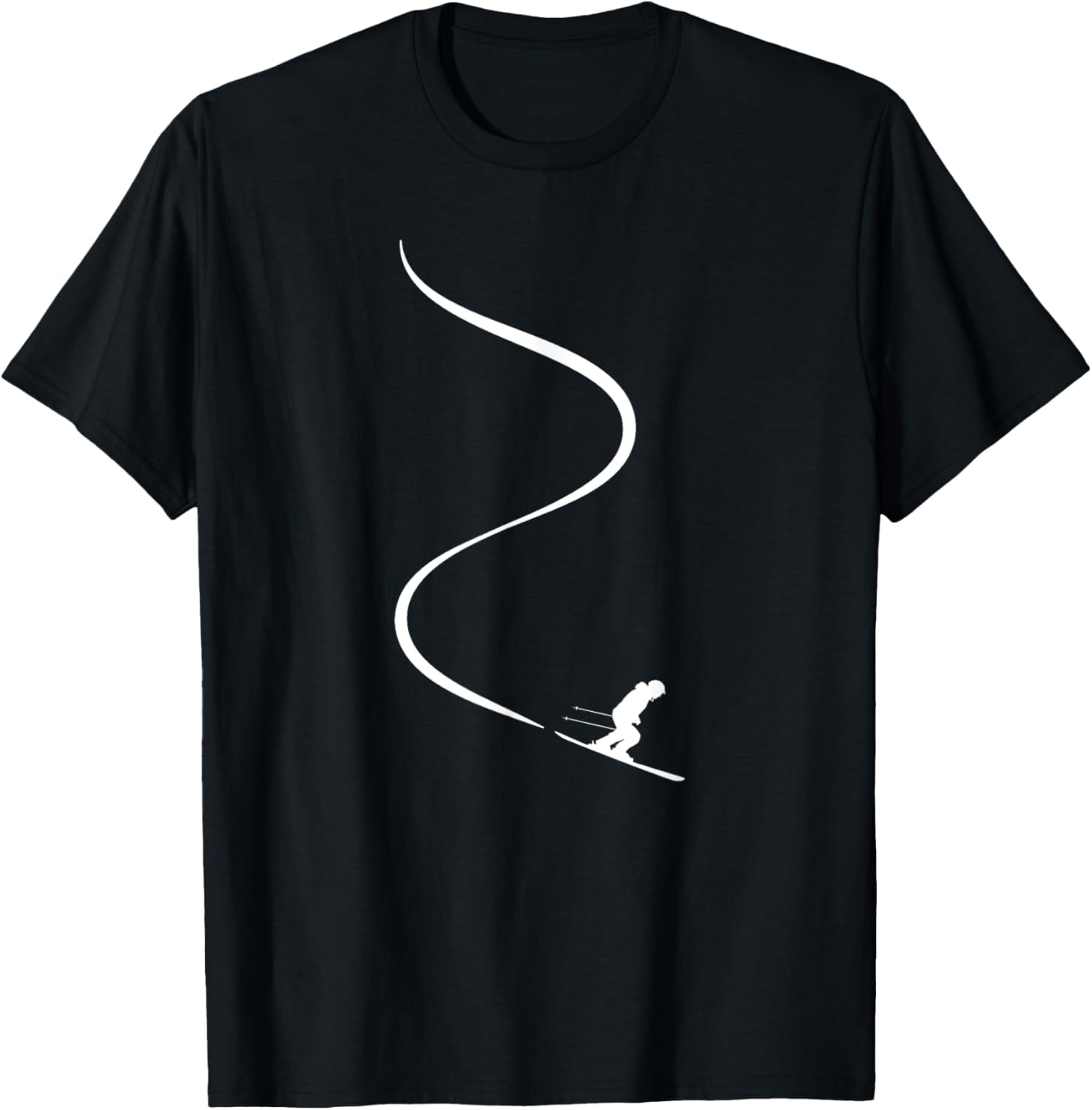 Skier with tracks in deep powder snow freeride gift T-Shirt - Walmart.com