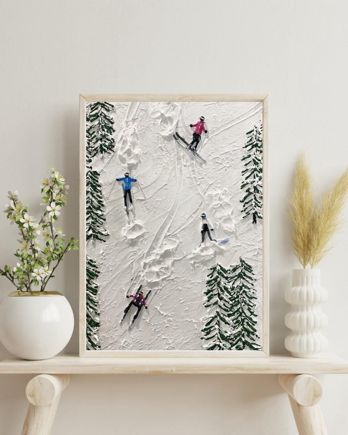 Skiing Art Werner Bronkhorst Style Modern Wall Decor, Unframed Canvas ...